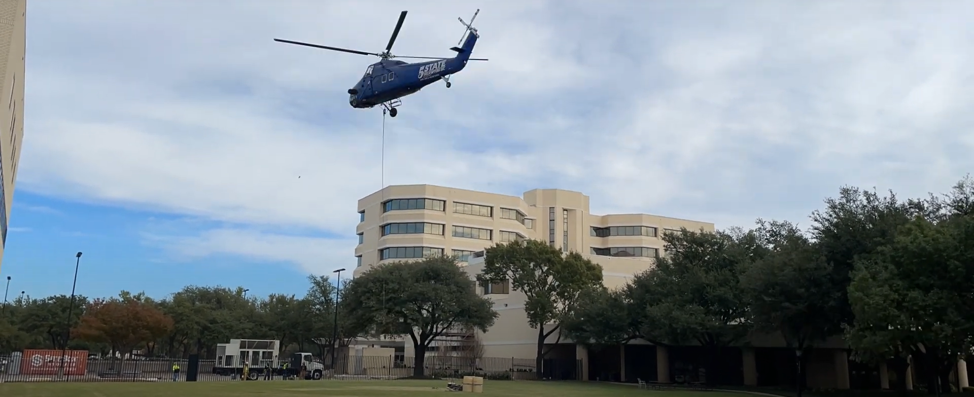 Tom Landry Center Jobsite Helicopter - What's New - Skiles Group